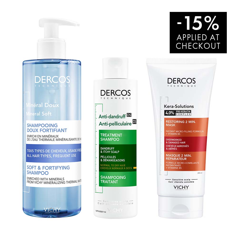 Anti-Dandruff Set - Two Dercos Shampoos & a Conditioner - Vichy